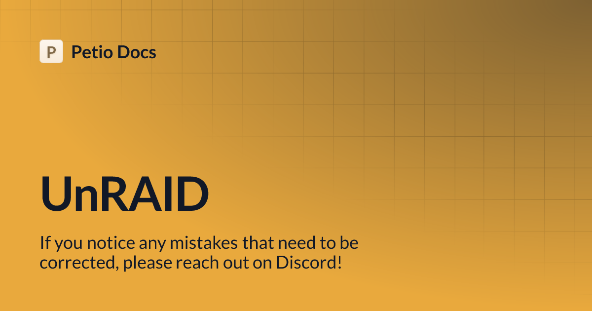 UnRAID | Petio Docs