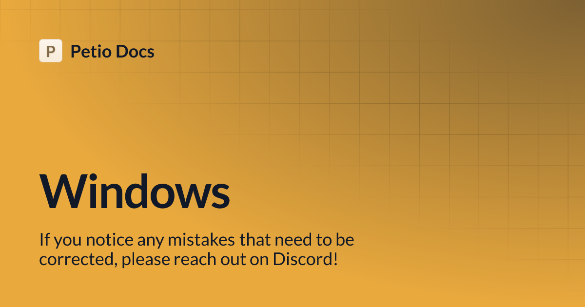 Windows | Petio Docs